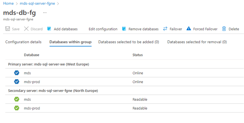 Azure SQL Database Change Primary Region for Failover Group