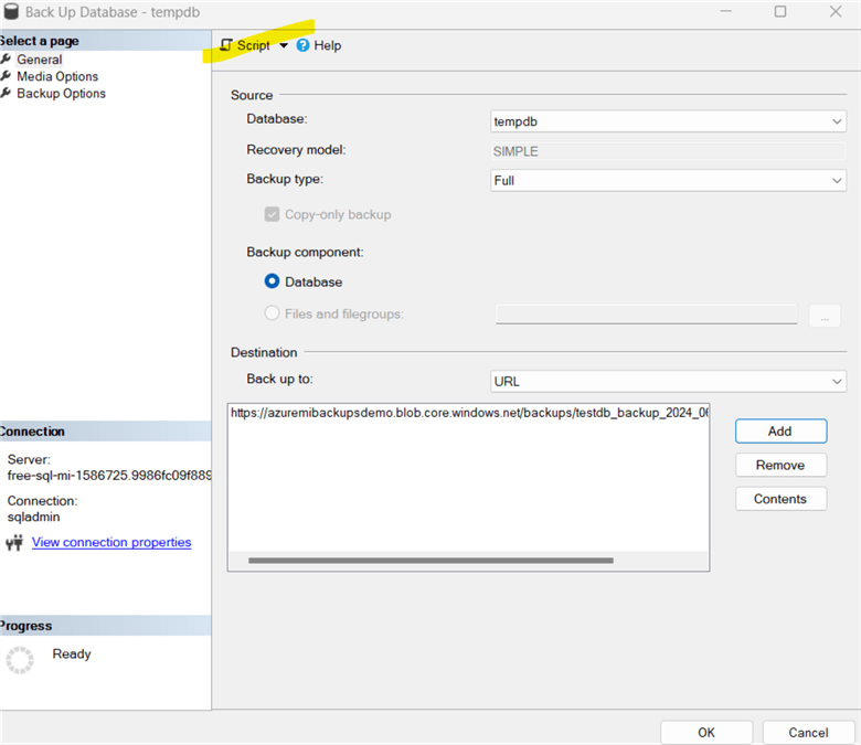 Azure Managed Instance Download And Restore Sql Server Backup