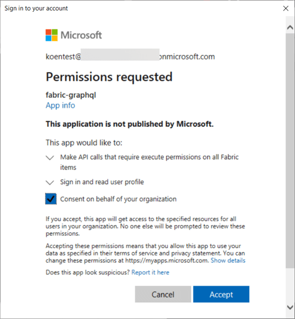 Query Microsoft Fabric Graphql Api From An External App