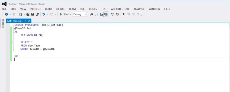 Add a stored procedure in SSDT
