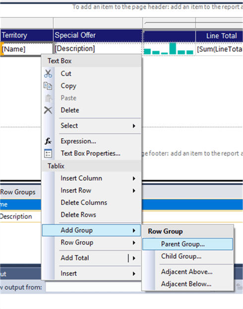 SQL Server Reporting Services SSRS 2017 Design Grid